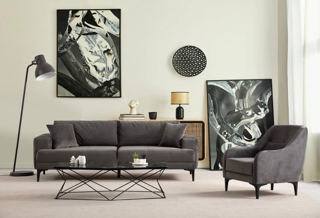 Atelier del Sofa 3-místná pohovka Astana 3 Seater - Anthracite, Antracitová