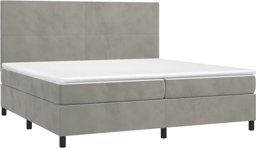 Box spring postel s matrací světle šedá 200x200 cm samet 3142923