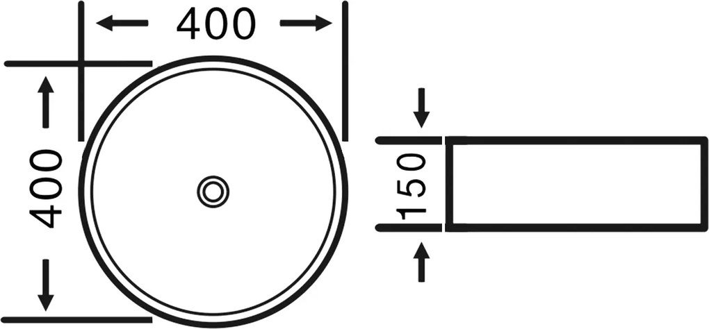 Aqualine Aqualine, Keramické umyvadlo na desku, průměr 40cm, bílá, 40150