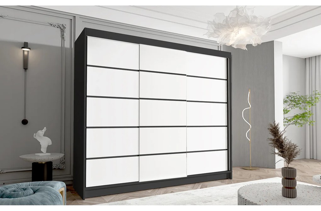 Velká šatní skříň DAVOS VII 250 cm Černá