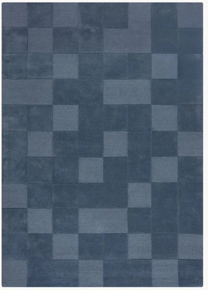 Ručně všívaný vlněný koberec se strukturovaným povrchem Checkerboard