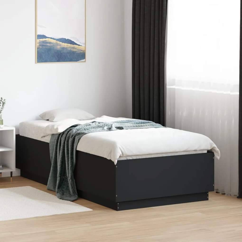 Rám postele s LED osvětlením černý 90 x 190 cm kompozitní dřevo 3209661