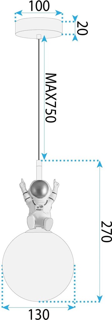 Toolight Závěsné stropní osvětlení kosmonaut APP1805-1CP Cosmo