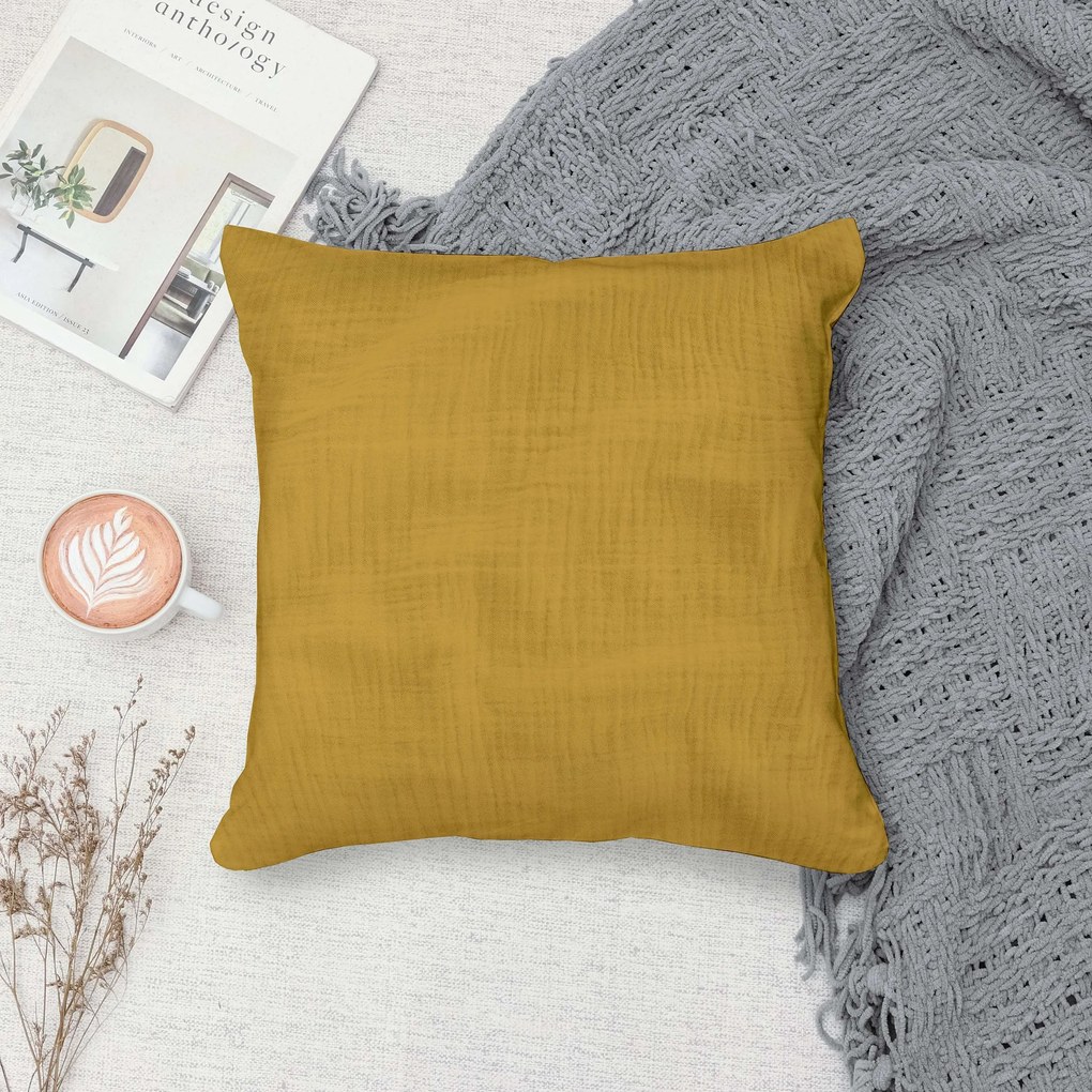 Mušelínový povlak na polštářek Mustard Velikost: atypický 50 x 50