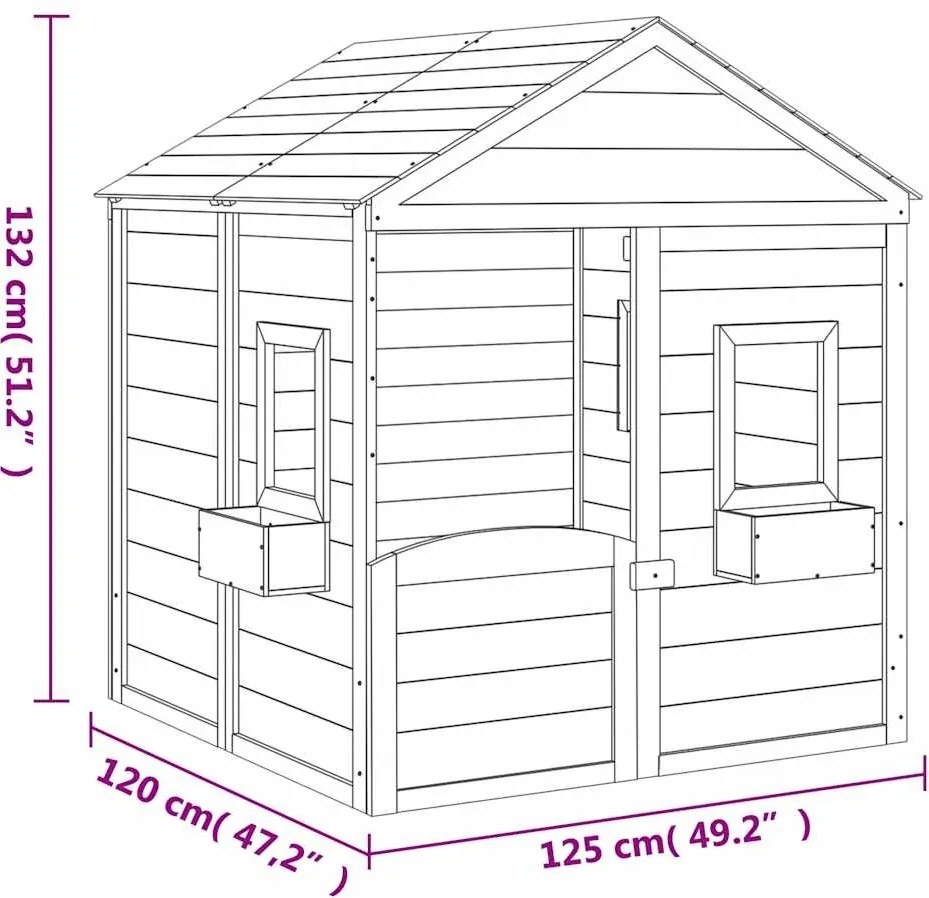 vidaXL Domeček s uzamykatelnými dveřmi a květináči masivní jedle