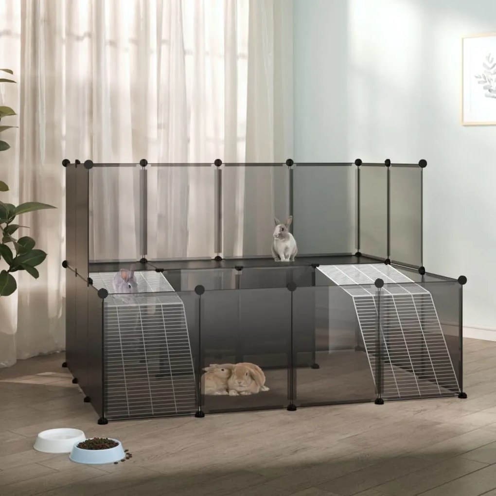 Klec pro malá zvířata černá 143 x 107 x 93 cm PP a ocel 340569