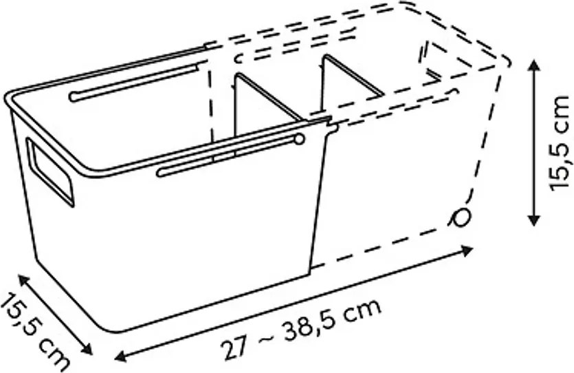 5Five® Úložný koš EXTENS - M, béžový, nastavitelný, s kolečky, 27-38,5 × 15 × 15 cm