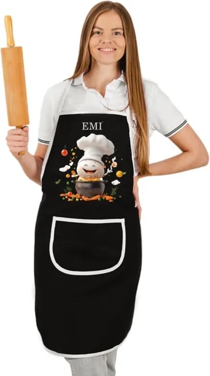 Kuchyňská zástěra Gusto EMI, černá