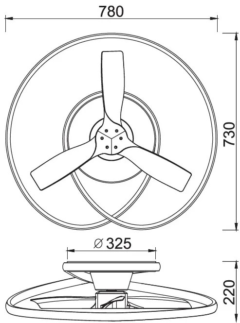 Mantra Ocean, ventilátor se svítidlem LED 60W 2700-5000K a dálkovým ovladačem, černá/dřevěná, průměr 78cm