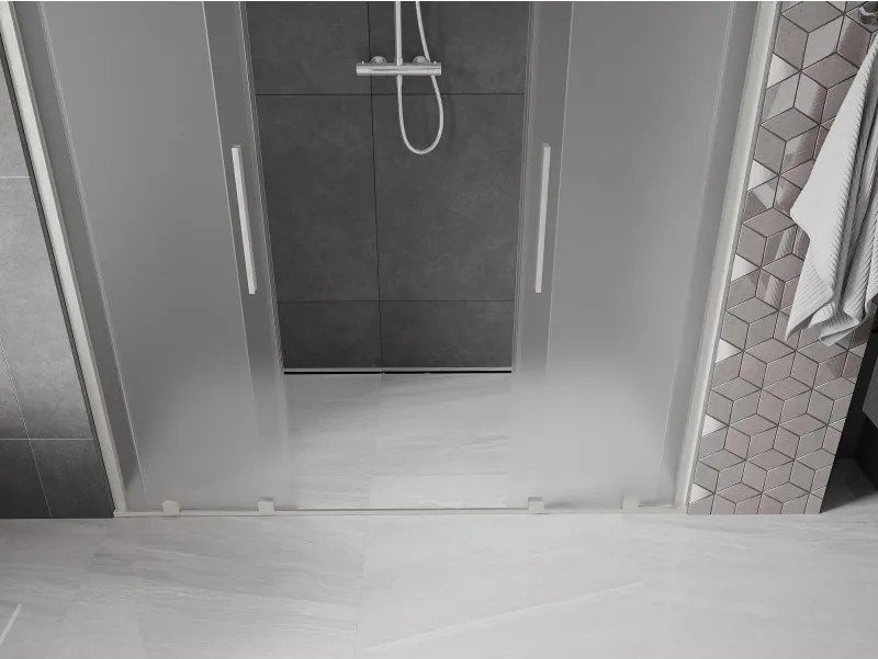 Mexen Velar Duo, posuvné sprchové dveře do otvoru 200 cm, 8mm sklo námraza, broušená ocel, 871-200-000-32-97
