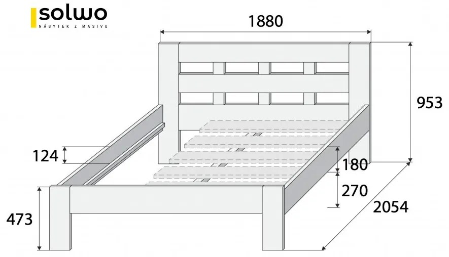 Masivní postel INA - Solwo Design Dřevo a odstín oleje: DUB Cink - Olej odstín DO202, Rozměr spací plochy: 140x200