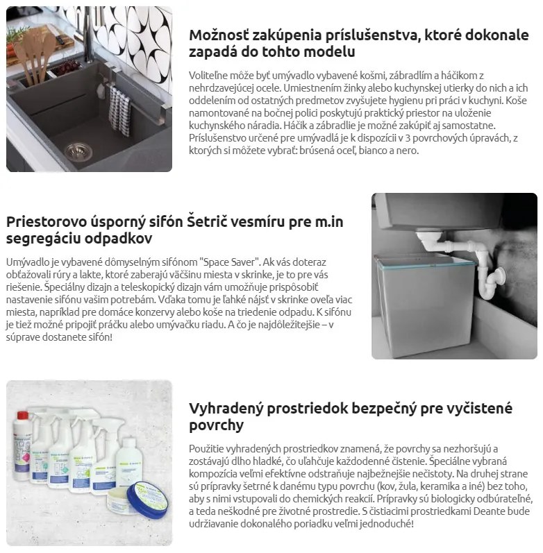 Deante Magnetic, granitový dřez na desku 690x500x219 mm, 3,5" + prostorově úsporný sifon, 1,5-komorový, černá, ZRM_N503