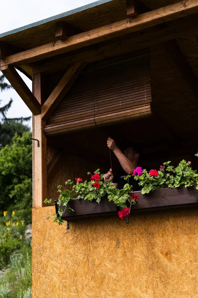 Vingo Dřevěná roleta na pergolu - hnědá, 2. jakost Šířka rolety: 150 cm, Rozvin rolety: 150 cm