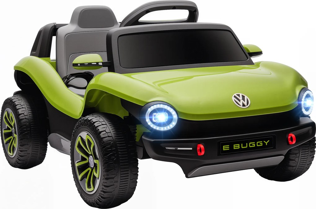 AIYAPLAY elektrické dětské auto pro děti od 3 let Volkswagen E-Buggy 12V s dálkovým ovládáním 2,4 GHz, odpružená zelená kola