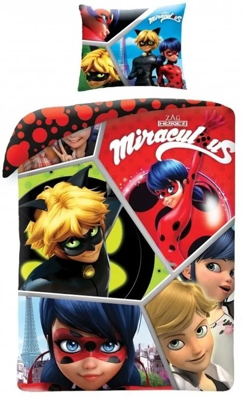 Halantex · Holčičí ložní povlečení Kouzelná beruška - Miraculous Ladybug - 100% bavlna - 70x90 cm + 140x200 cm