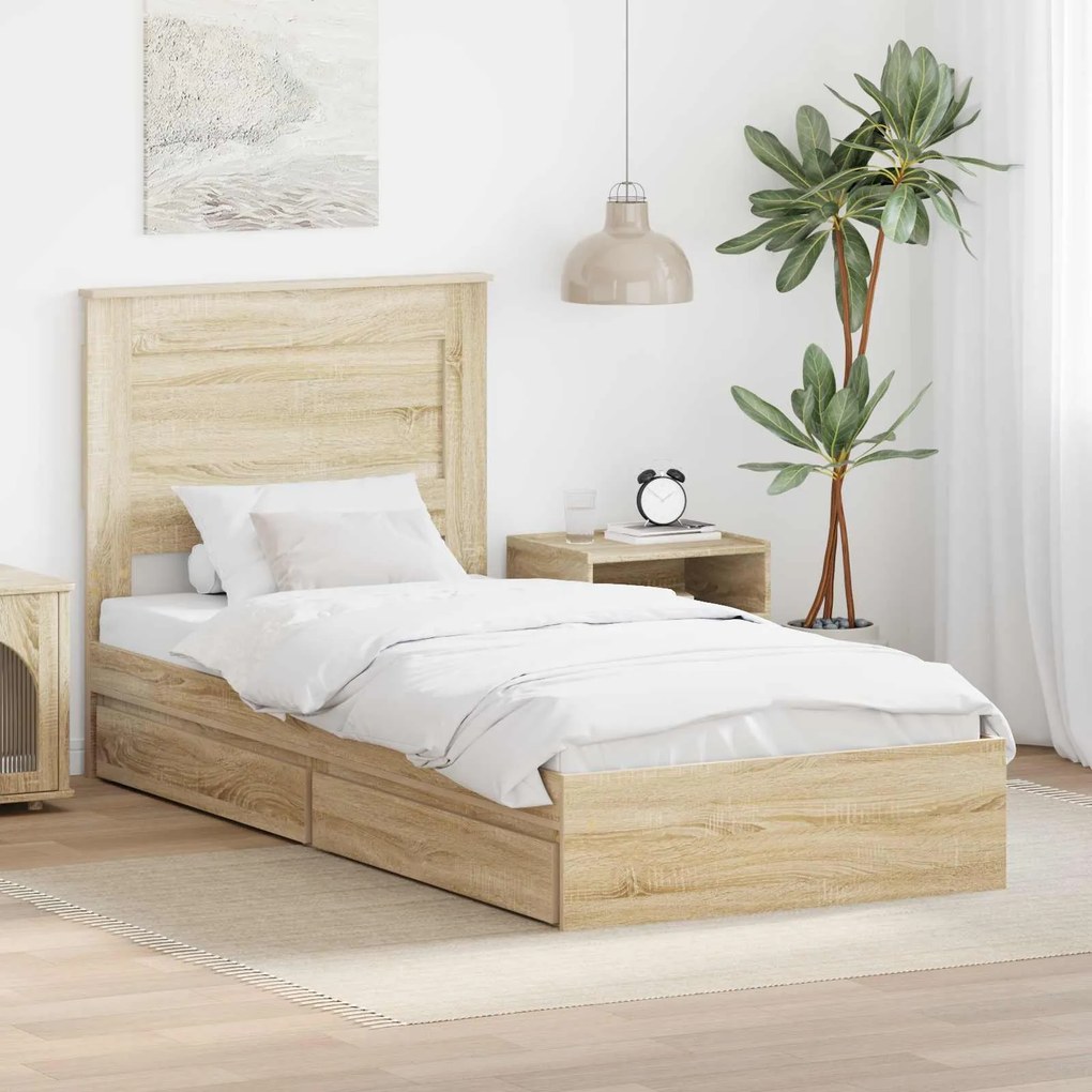 Postel s úložným prostorem se zásuvkou Sonoma dub 75 x 190 cm 3410280