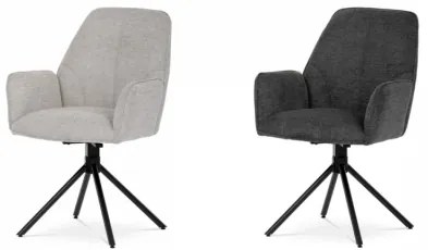 Jídelní židle tmavě šedá s područkami, otočný mechanismus 180°, černý kov HC-522 GREY2