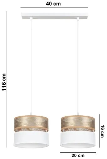 Lustr na lanku LIMA 2xE27/60W/230V zlatá/bílá