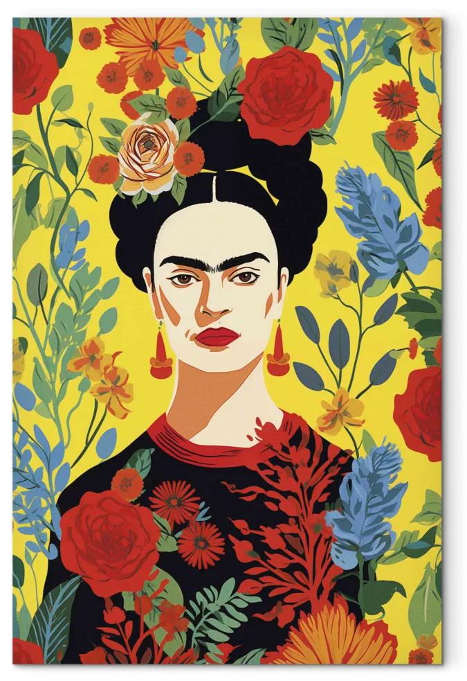 Obraz Frida Kahlo - Portrait of the Artist on a Yellow Floral Background