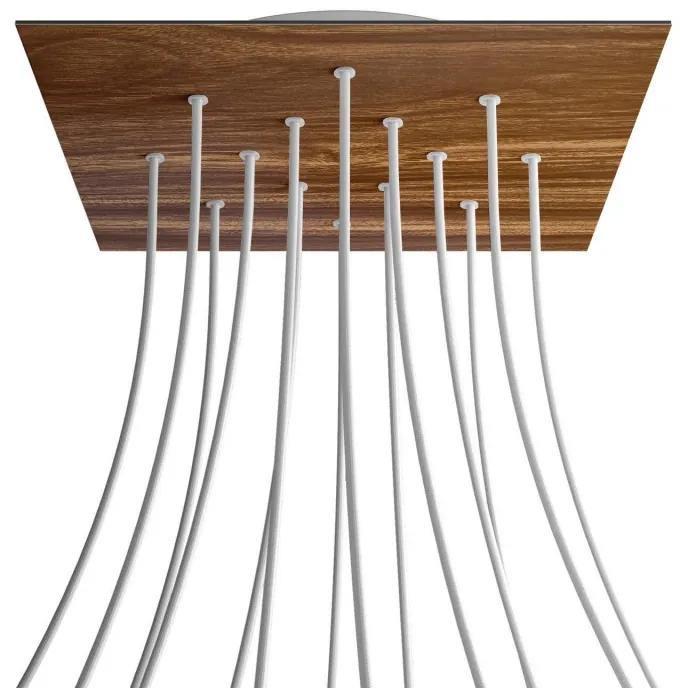 creative cables Čtvercový stropní baldachýn ROSE ONE, 400 mm, 14 otvorů a 4 boční otvory Barva komponentu: Dřevo, Barva montury: Černá