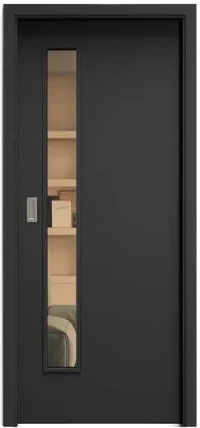 SAPELI ELEGANT KOMFORT M60 - CPL LAMINÁT - POSUVNÉ DVEŘE VČ. ZÁRUBNĚ - Černá grafit Průchozí šířka (cm): 110, Průchozí výška (cm): 197