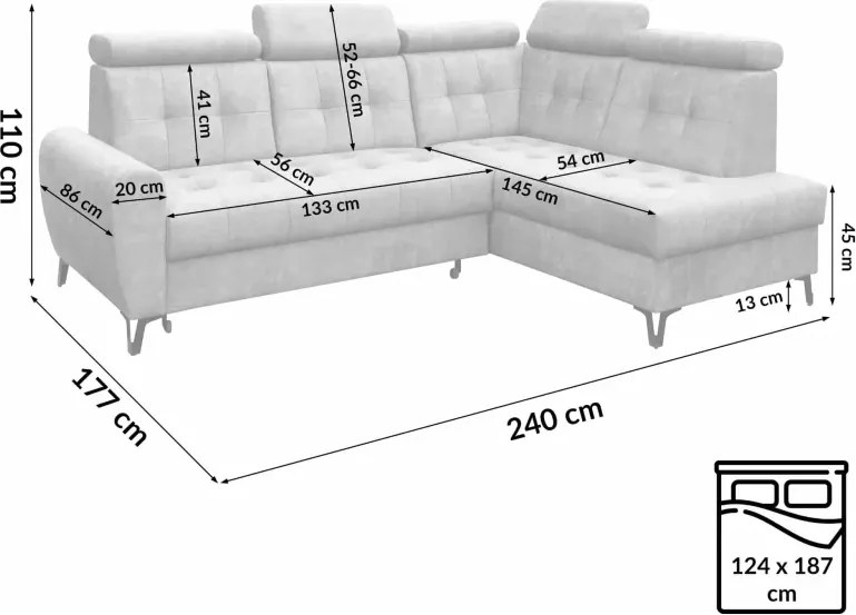 Sedací souprava LAVANTE XL, pravá, šedá (country 17)