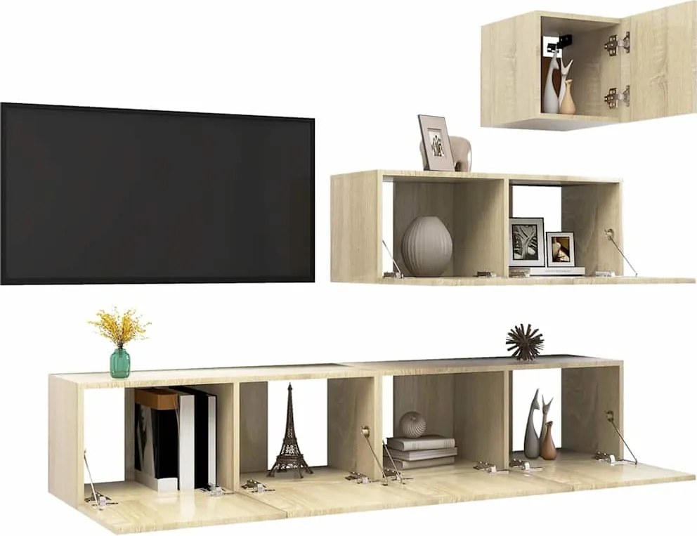 4dílný set TV skříněk dub sonoma kompozitní dřevo 3079051
