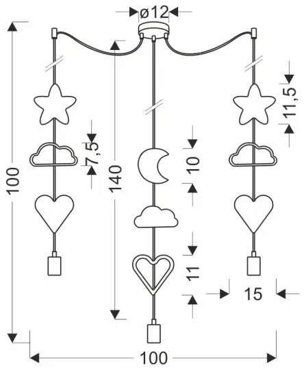Dětský lustr na lanku TRIO 3xE27/20W/230V žlutá/bílá/růžová