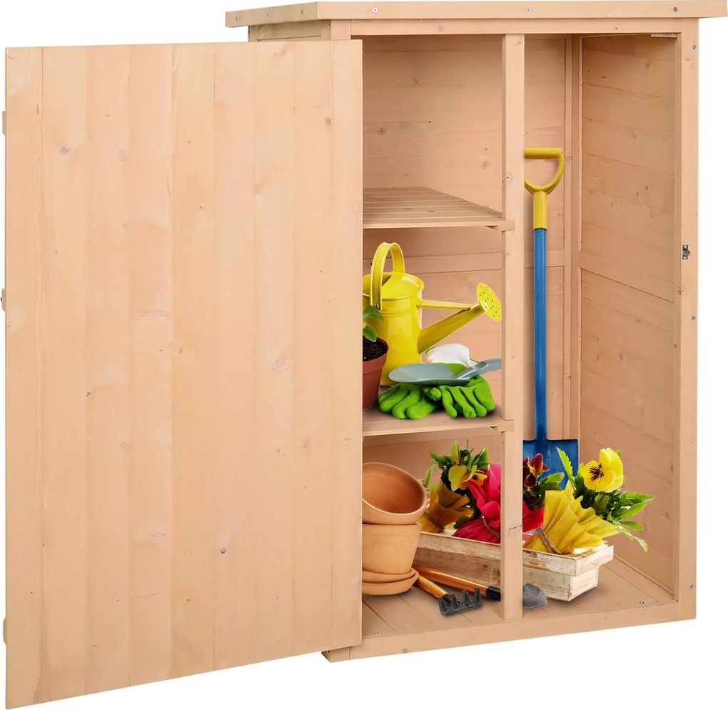 Outsunny zahradní kůlna na nářadí s policemi kůlna na nářadí zahradní kůlna z přírodního dřeva 75 x 56 x115 cm