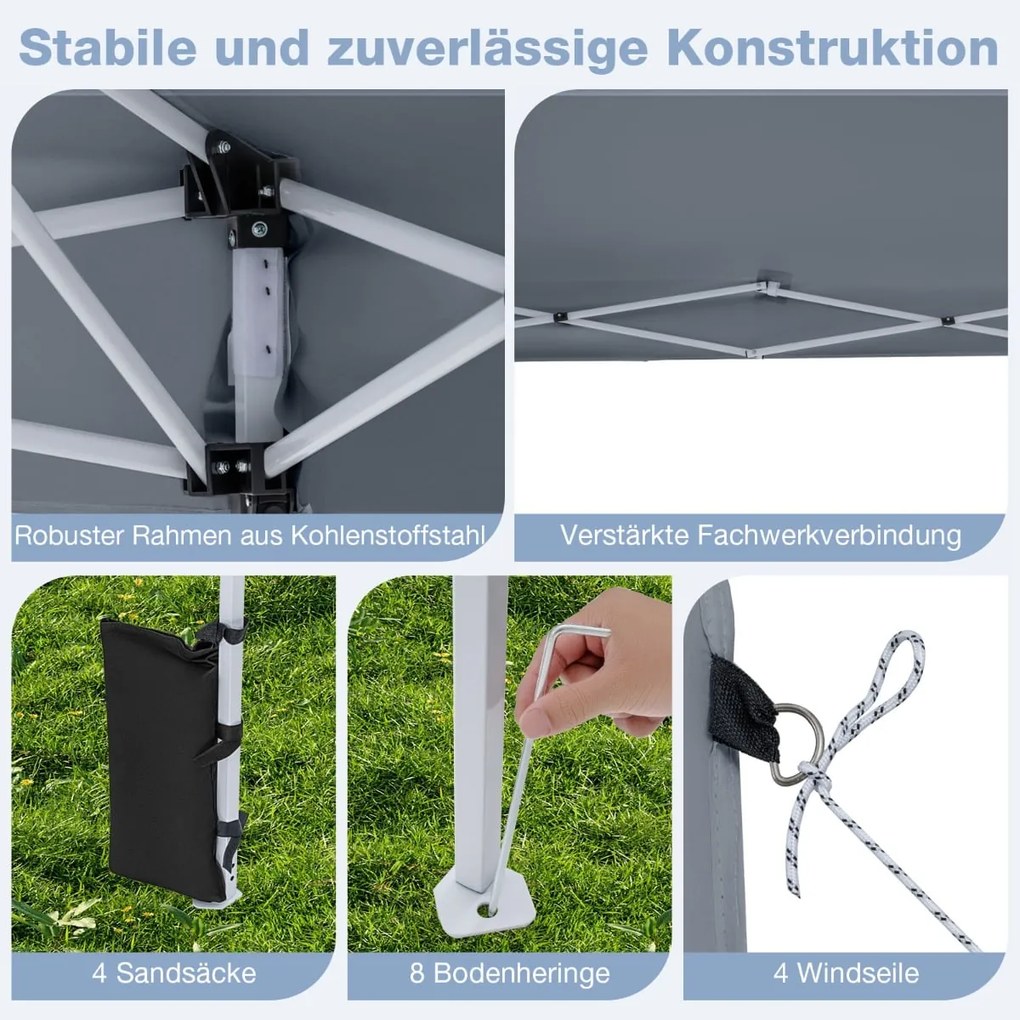 Costway Výsuvný altán výškově nastavitelný Skládací s – 290 × 290 cm