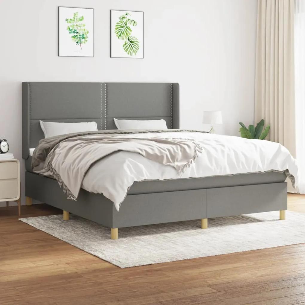 Box spring postel s matrací tmavě šedá 160x200 cm textil,  3131922