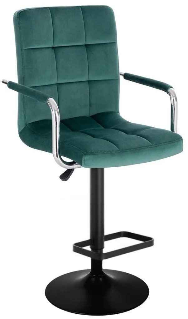 LuxuryForm DESIGN Barová židle VERONA VELUR na černé kulaté podstavě - zelená