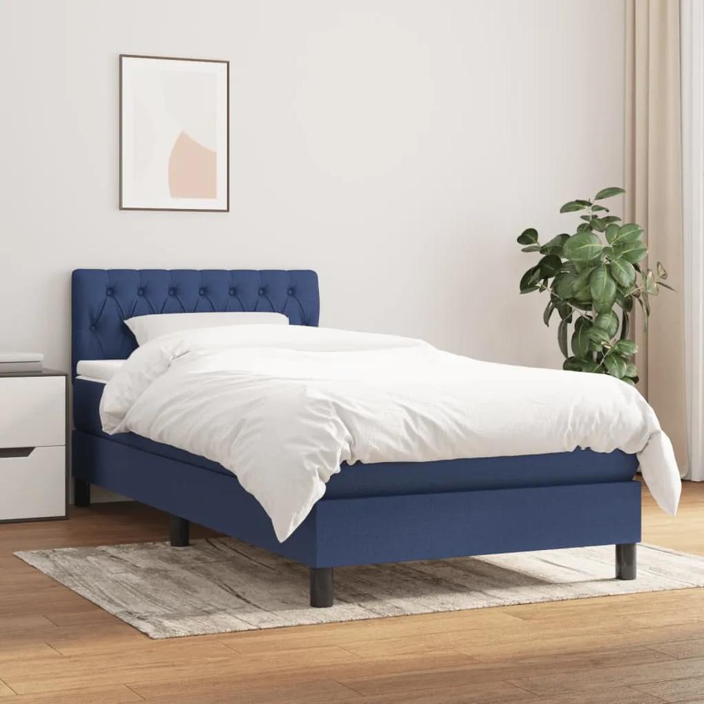 Box spring postel s matrací modrá 90x190 cm textil,  3140263