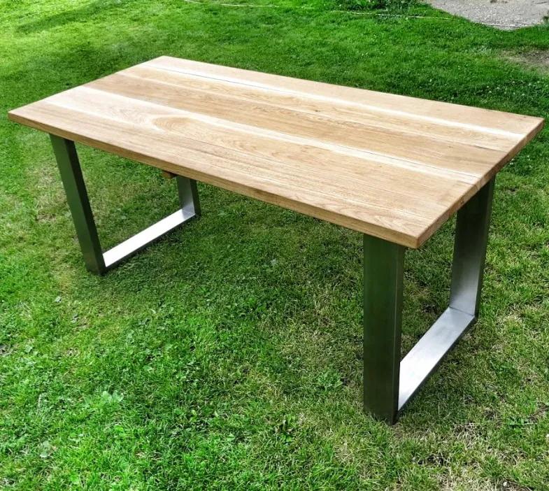 KULHÁNEK Zahradní stůl s nerezovou podnoží Odstín nátěru: individuální, Velikost desky: individuální