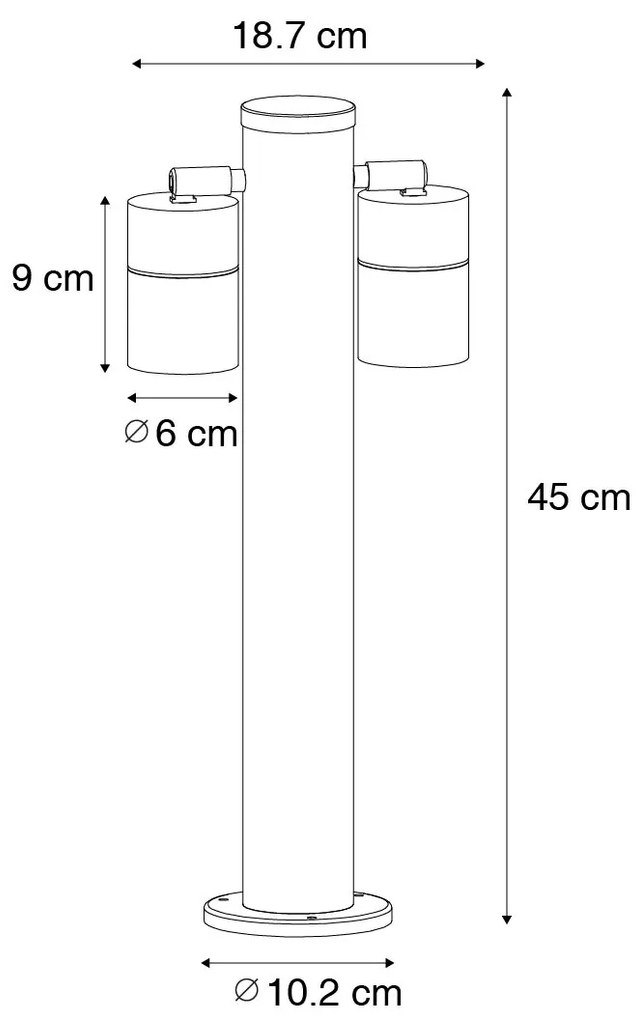 Stojací venkovní lampa černá 45 cm IP44 nastavitelná 2-světlo - Duo