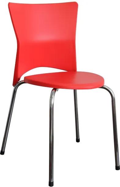 Tempo Kondela Jídelní židle BRISA - chrom + červený plast