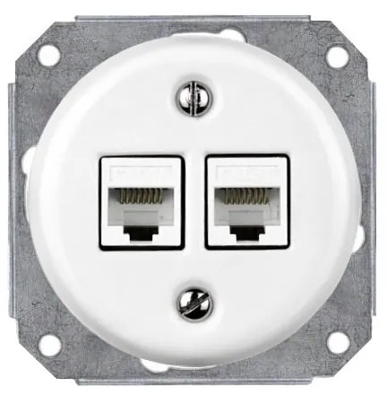 Elhard Kulatá keramická zásuvka 2xRJ45, bílá KV2022W