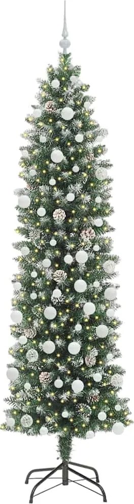 Umělý štíhlý vánoční strom Zelená a bílá 210 cm 3395308