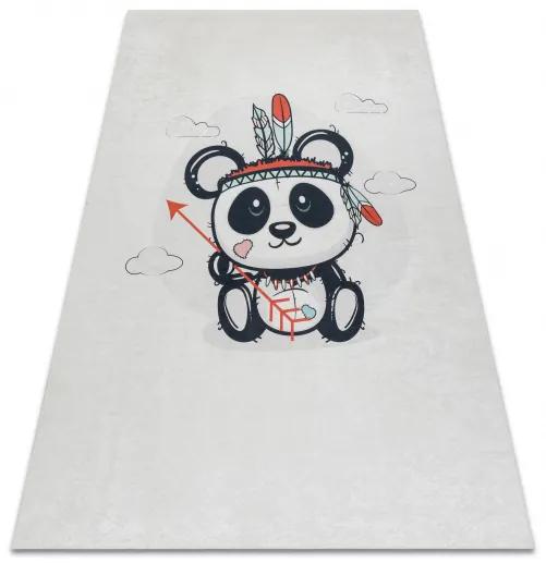 Dětský kusový koberec vhodný k praní BAMBINO 1129 Panda protiskluzový krémový Rozměr: 140x190 cm