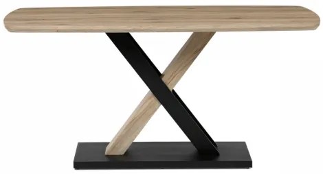Jídelní stůl 160x90 MDF 3D dekor dub san remo kovové nohy černý lak HT-W1570 SRE