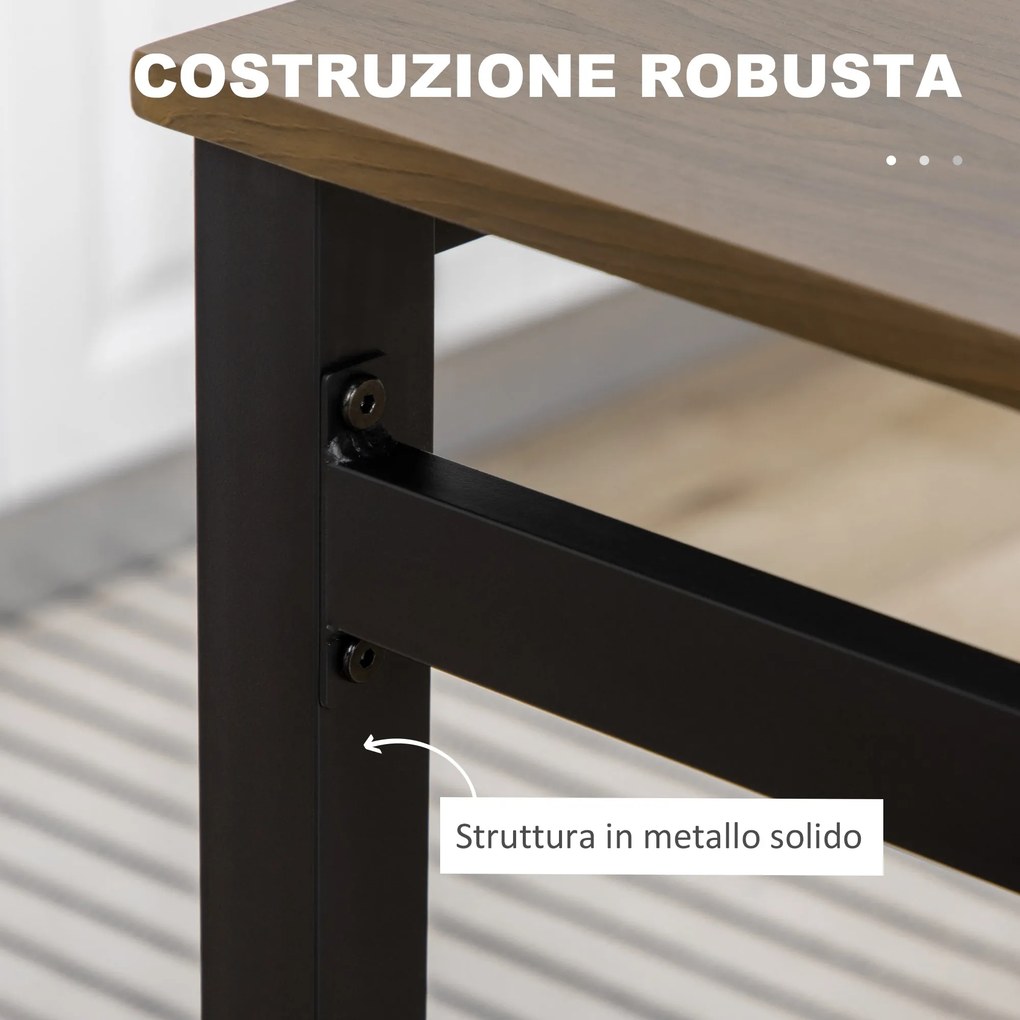 HOMCOM 5-dílná jídelní souprava se 1 obdélníkovým stolem 100x63x76.5 cm a 4 židlemi 45x40x82 cm, v kovu a MDF, černá a hnědá