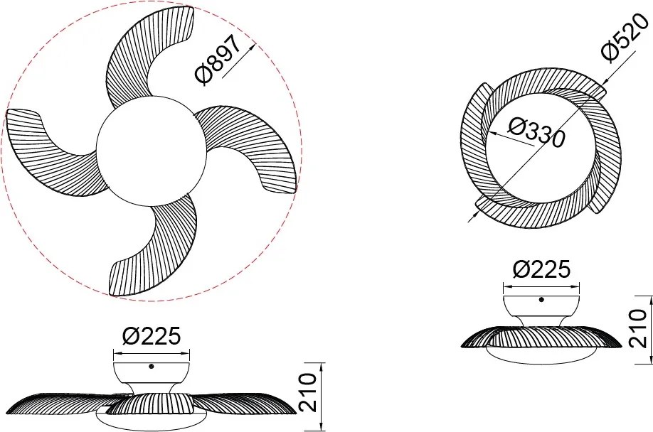 Mantra 8234 Aloha, rozvinovací ventilátor se svítidlem a dálk. ovladačem, LED 45W 2700-5000K, dřevěná, průměr 52/90cm