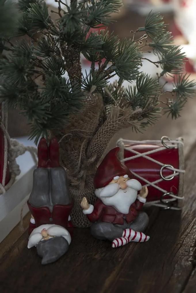IB LAURSEN Vánoční figurka Santa's Helper Boy Yoga E, červená barva, šedá barva, pryskyřice