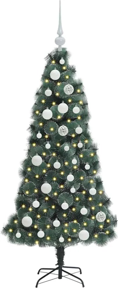 Umělý osvětlený vánoční stromeček s sadou koulí Zelená 120 cm 3396144