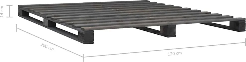 Rám postele z palet šedý masivní borovice 120 x 200 cm 285250