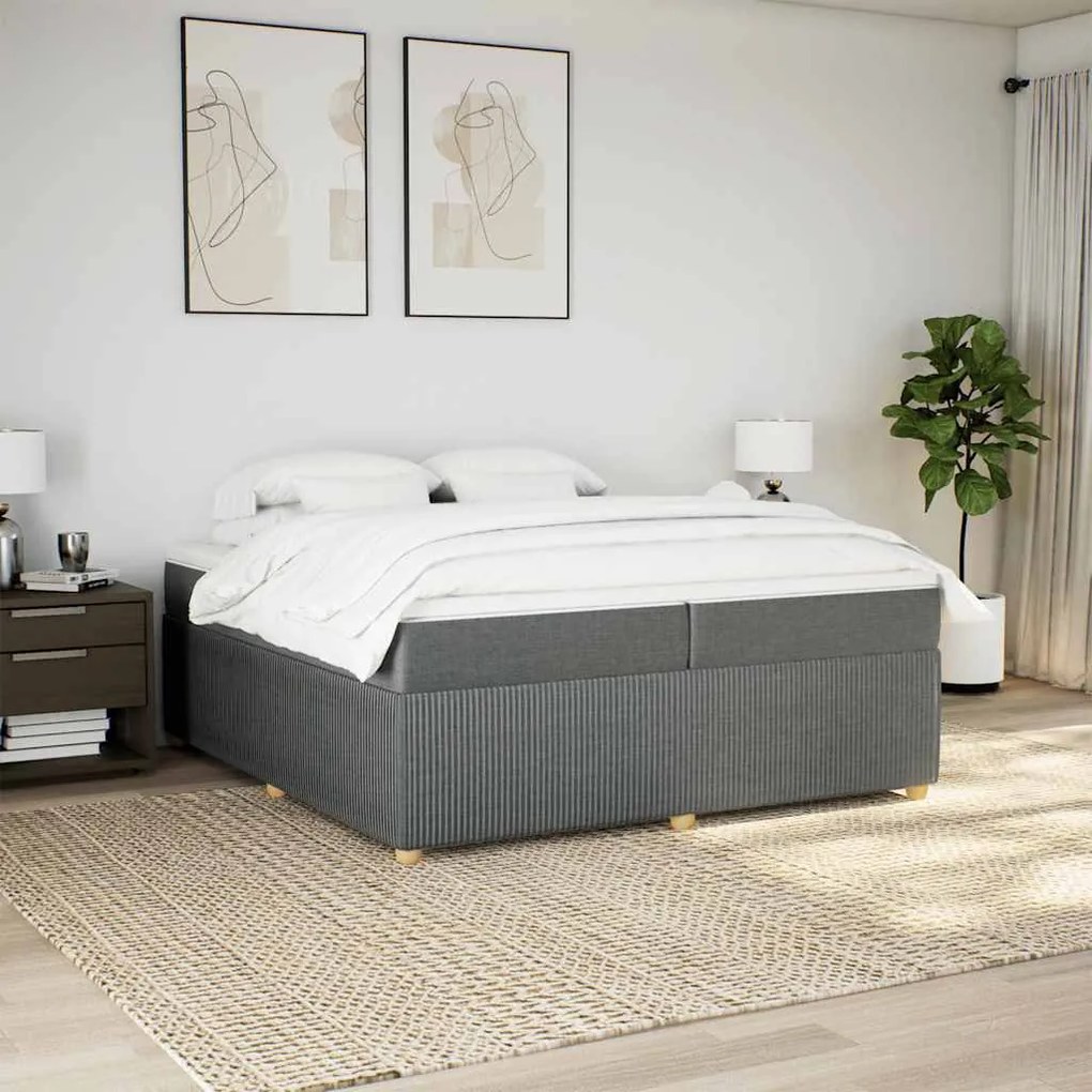 Box spring postel s matrací tmavě šedá 200x200 cm textil 3285596