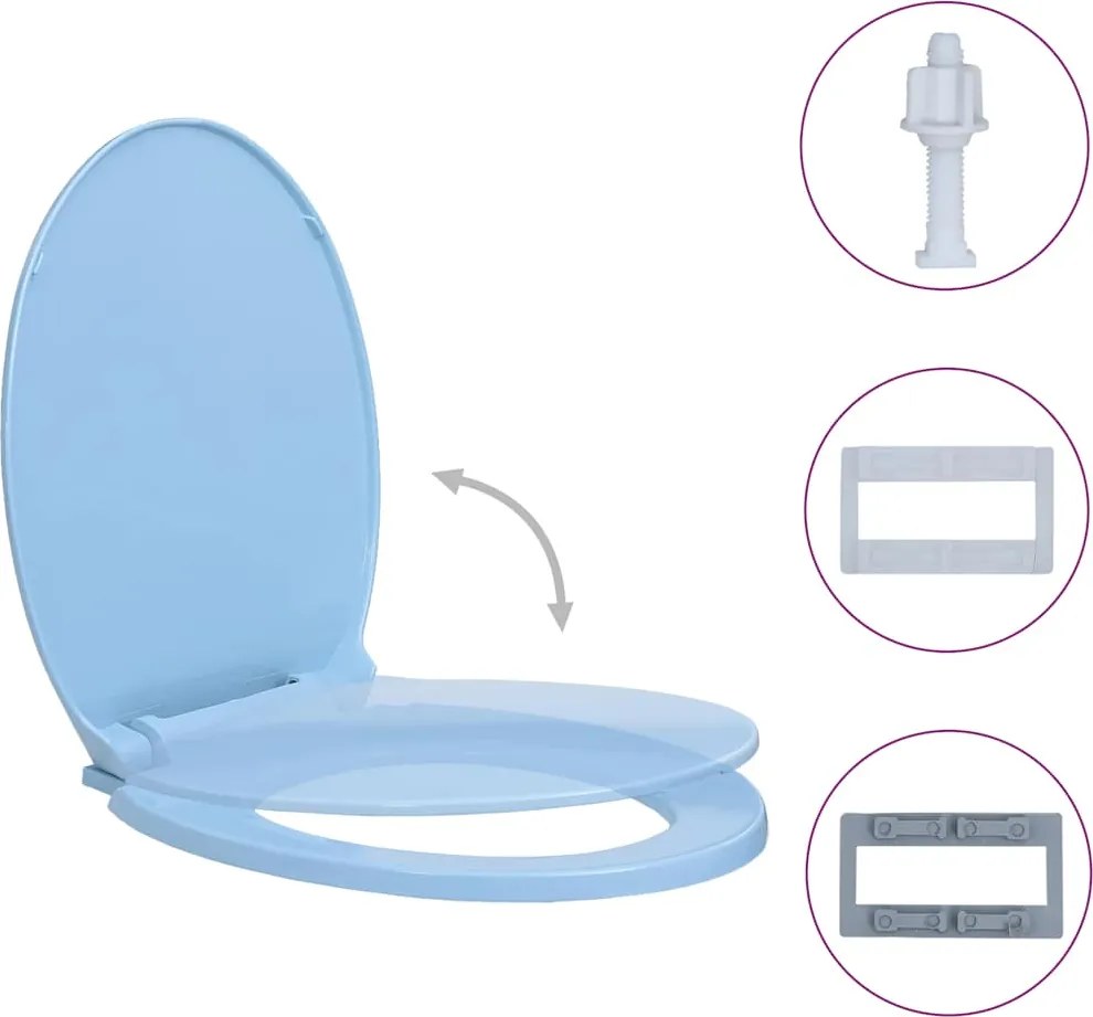 WC sedátko s pomalým sklápěním modré oválné 145822