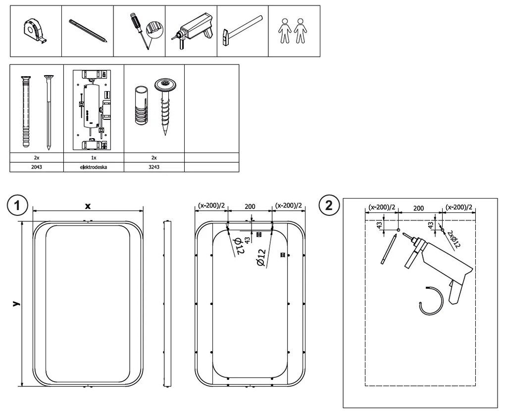Intedoor MAJESTIC zrcadlo s LED osvětlením, černý rám, MA ZS 50 B LED