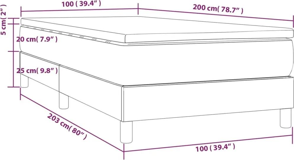vidaXL Box spring postel s matrací 100 x 200 cm textil [3144157] Barva: světle šedá