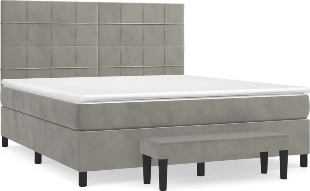 Box spring postel s matrací světle šedá 180x200 cm samet 3137857